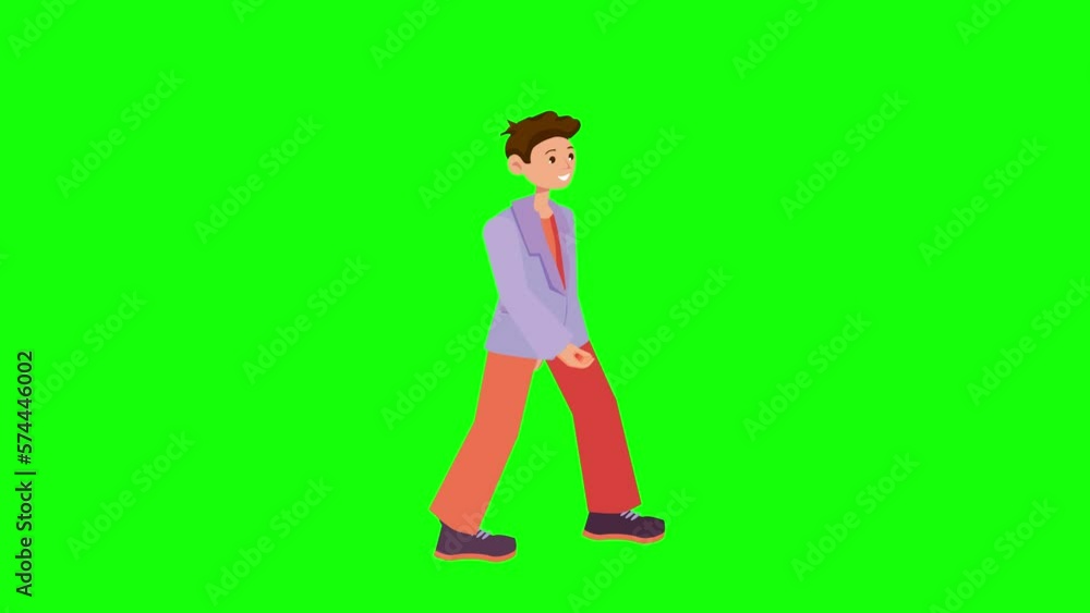 Flat cartoon colorful man character animation. Male walk cycle ...