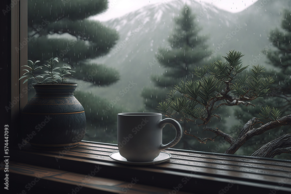 sipping a cup of tea sitting on your porch watching the rain on the ...