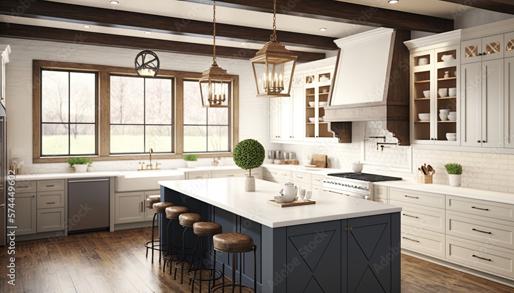 Traditional kitchen in beautiful new luxury home with hardwood floors ...