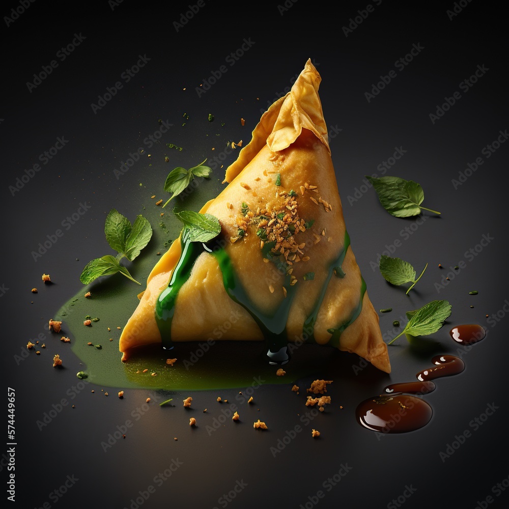 Indian Street Food Samosa. Crispy And Spicy Triangle Shape Snack ...