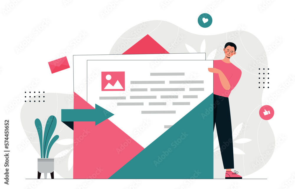 Man with new email message. Business correspondence and notification ...