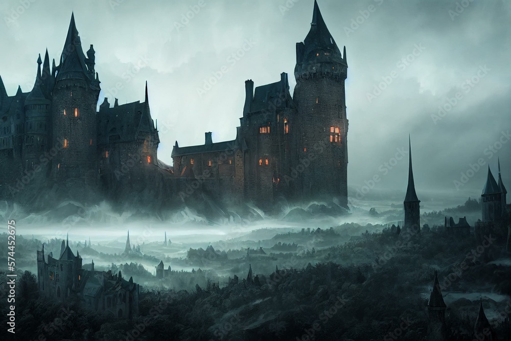 medieval, dark fantasy, gothic, haunted castle, magical, elven, art ...