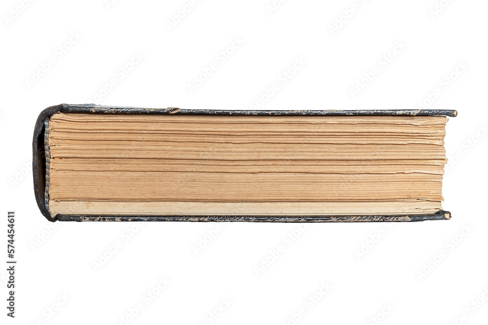 bottom view of a closed book - page edges of an old closed book ...