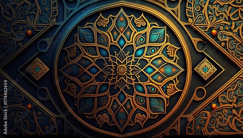 Arabic mosaic background, Arabic pattern wallpaper, Generative AI Stock Illustration | Adobe Stock
