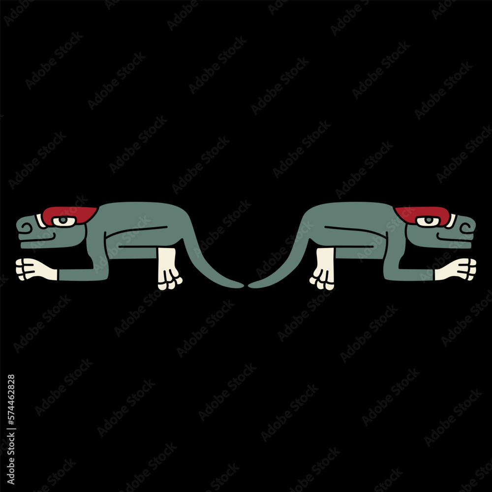 Symmetrical animal design with two fantastic animals. Native American ...