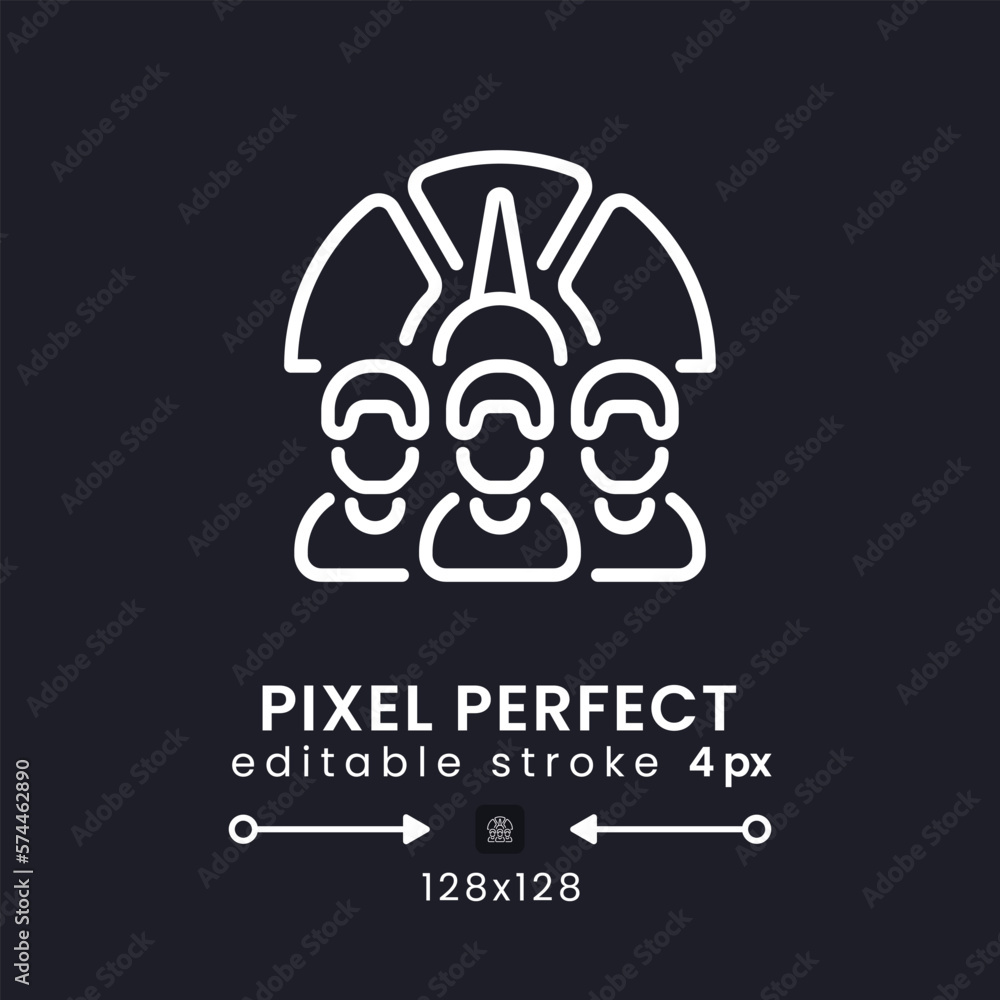 Performance management white linear desktop icon on black. Human ...