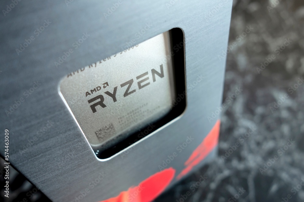 AMD Ryzen 5 5600G CPU in a box before mounted into the new computer ...