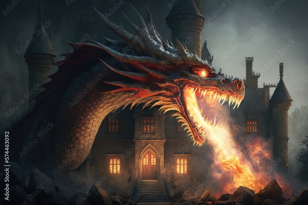 Medieval Castle On Fire