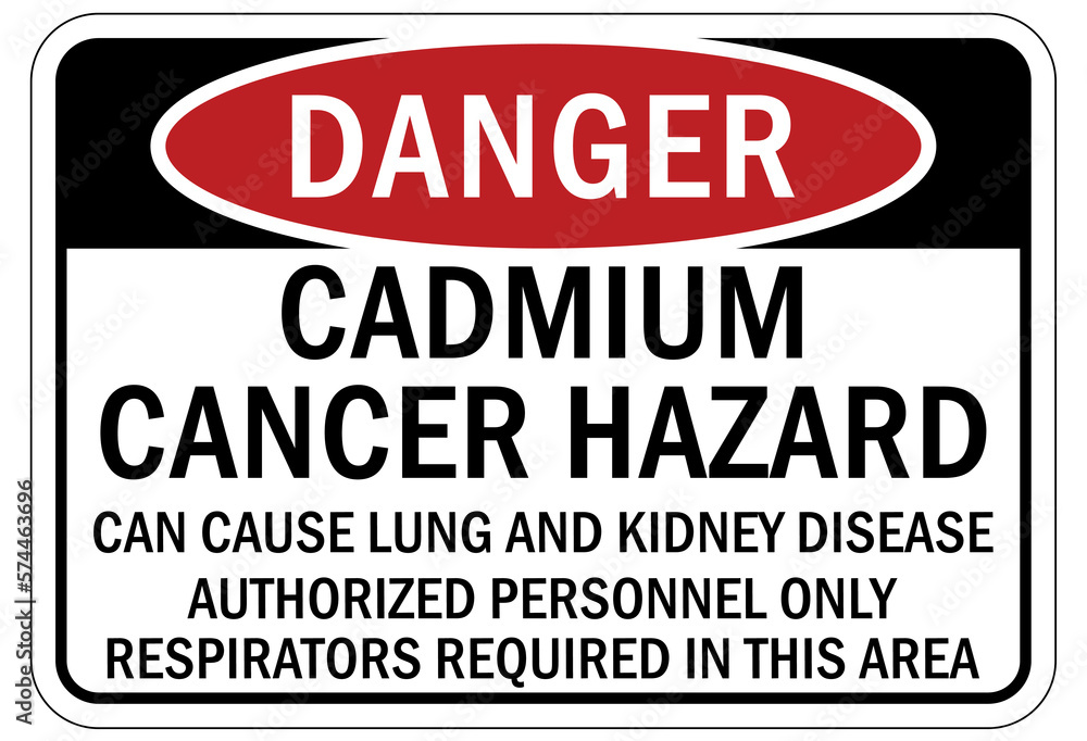 Cadmium chemical hazard sign and labels cadmium cancer hazard, can ...