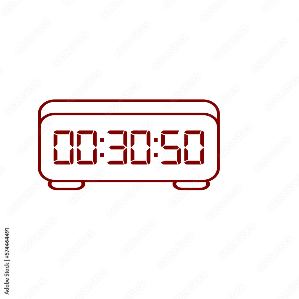 Digital Clock Number Set Electronic Figures Vector Illustration