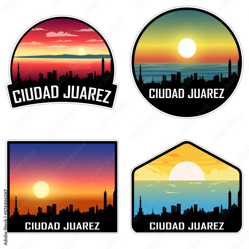 Ciudad Juarez Mexico Skyline Silhouette Retro Vintage Sunset Ciudad ...