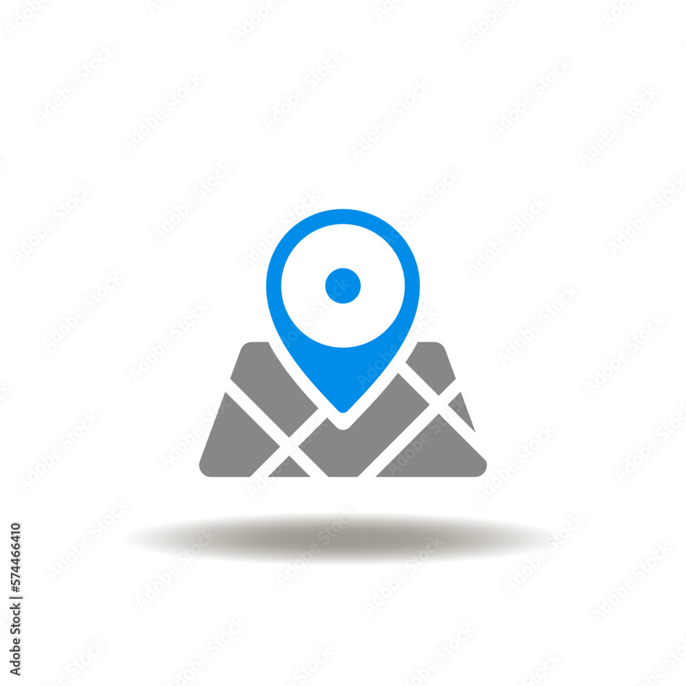Vector illustration of map and location pointer. Icon of geo targeting ...