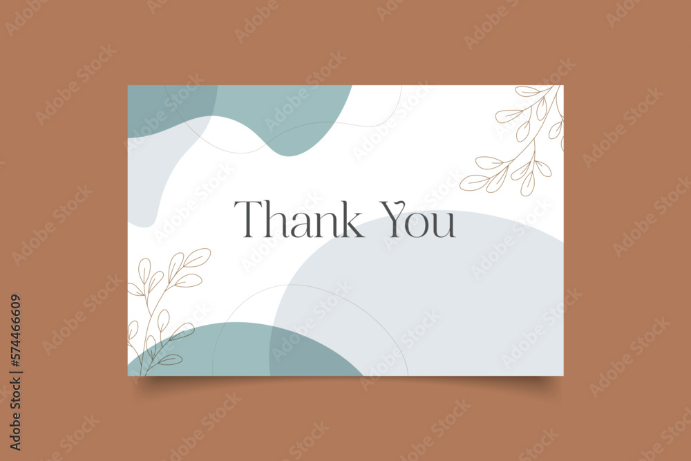 thank you card template design with abstract hand drawn minimalist ...