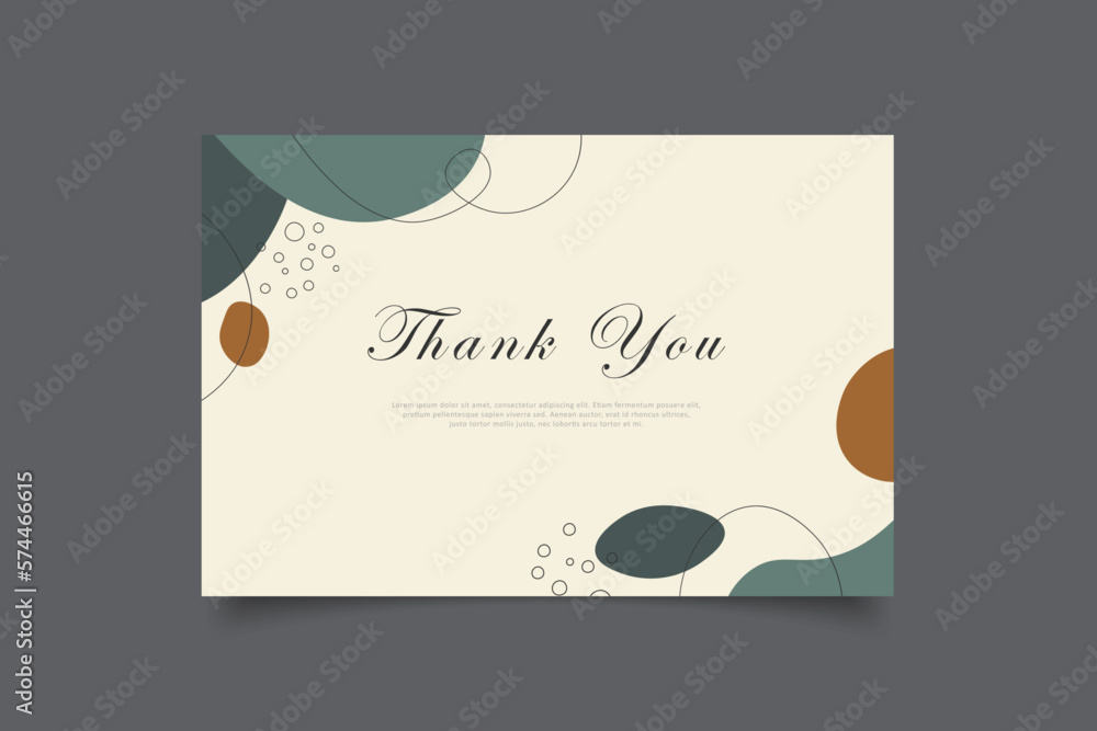 thank you card template design with abstract hand drawn minimalist ...