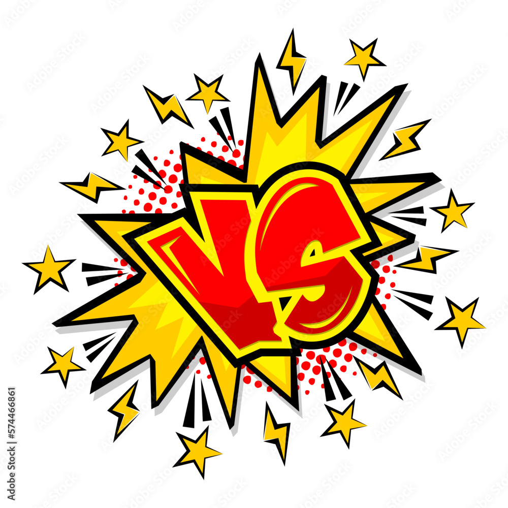 VS Comics explosion frame. Versus comic fighting duel, battle challenge ...