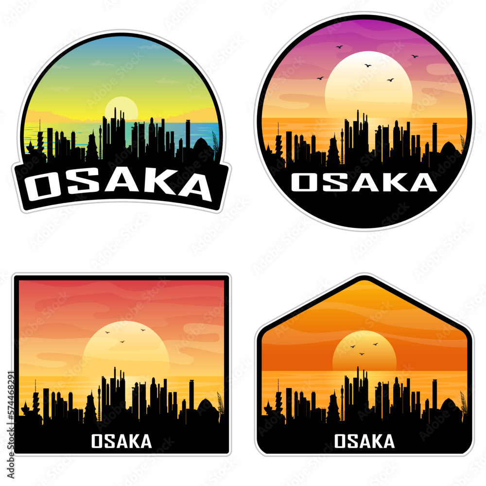 Osaka Japan Skyline Silhouette Retro Vintage Sunset Osaka Lover Travel ...