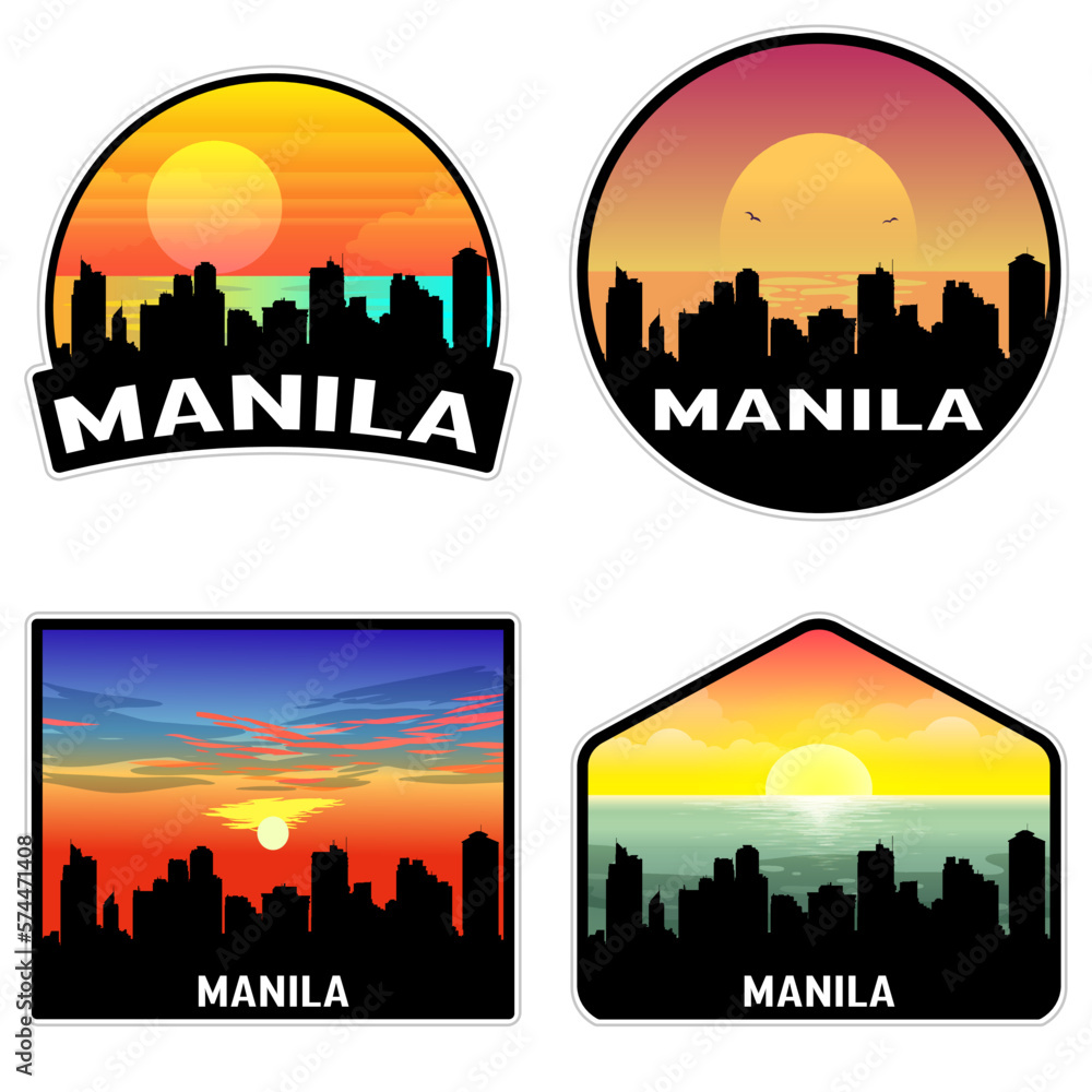 Manila Philippines Skyline Silhouette Retro Vintage Sunset Manila Lover ...