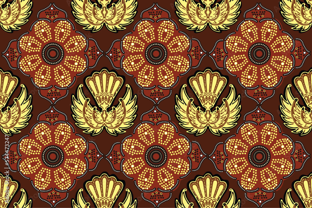 Indonesian Javanese Gurda batik motifs with various patterns of ...