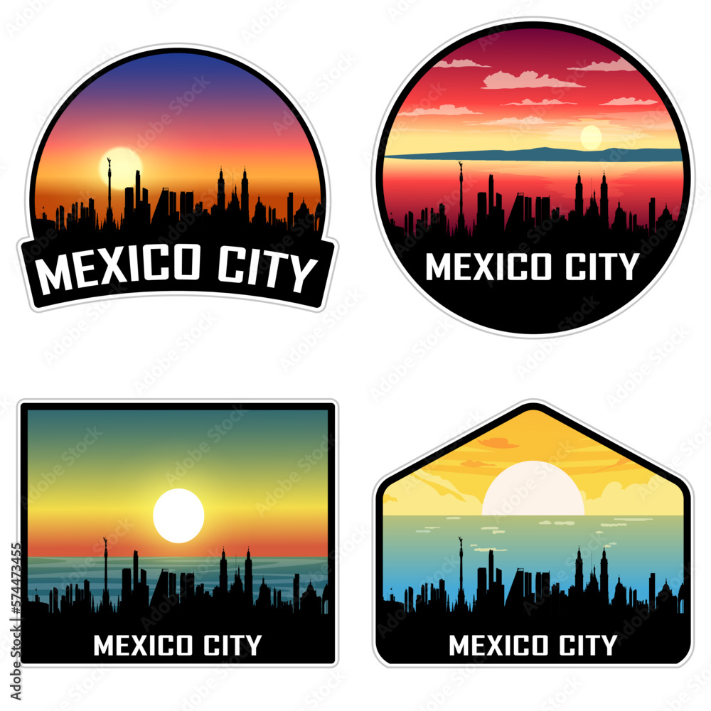 Mexico City Mexico Skyline Silhouette Retro Vintage Sunset Mexico City ...