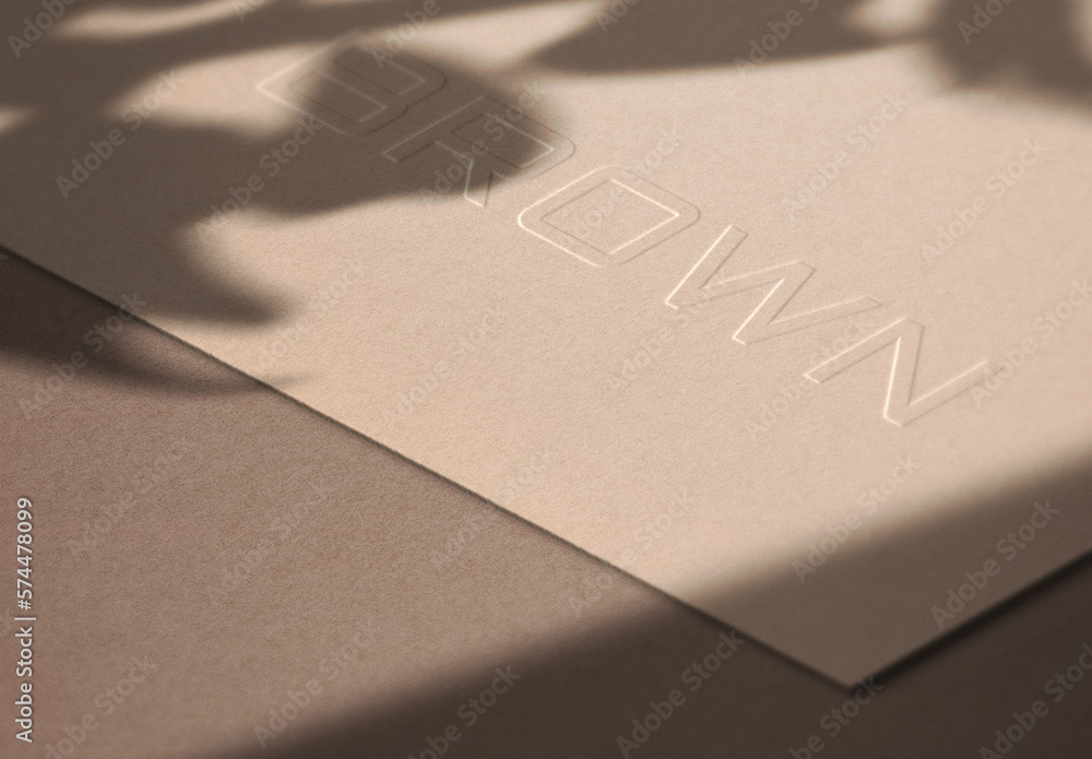 Logo Mockup Embossed Debossed Paper Textrure Template Effect Stock ...