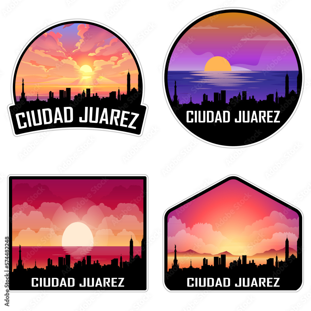 Ciudad Juarez Mexico Skyline Silhouette Retro Vintage Sunset Ciudad ...