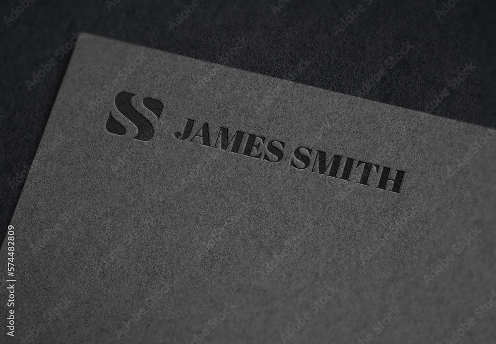 Logo Mockup Embossed Debossed Paper Textrure Template Effect Stock ...