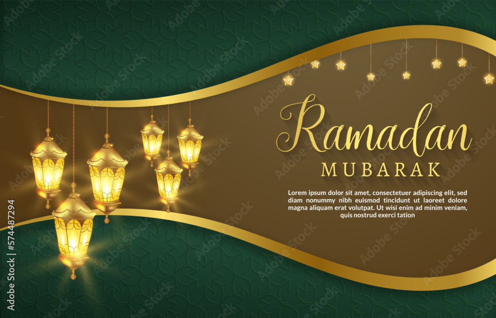 ramadan mubarak template banner with beautiful illustration shiny light ...