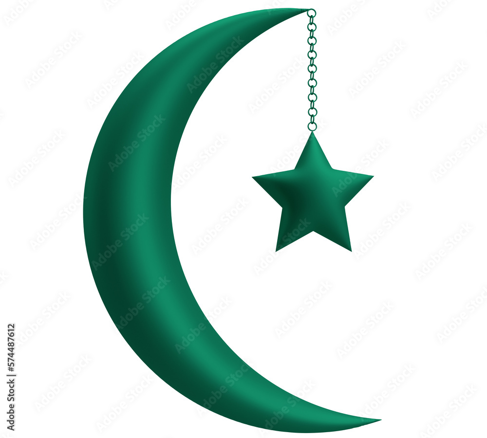 Moon star green gradient color symbol decoration ornament april month ...