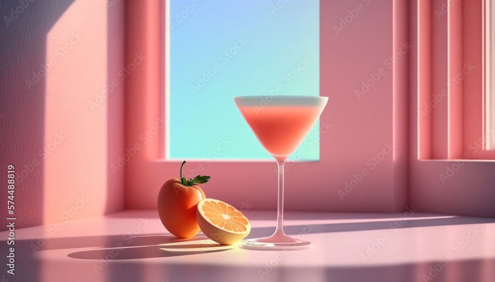 Pink daiquiri alcoholic summer cocktail on a modern pink background ...