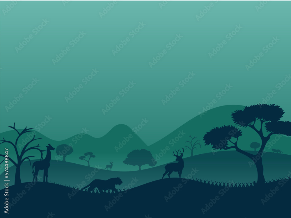 World Wildlife Day background with animals in forests and mountains ...