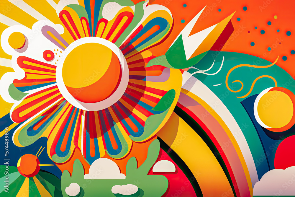 Abstract representation of the playful and energetic spirit of spring ...