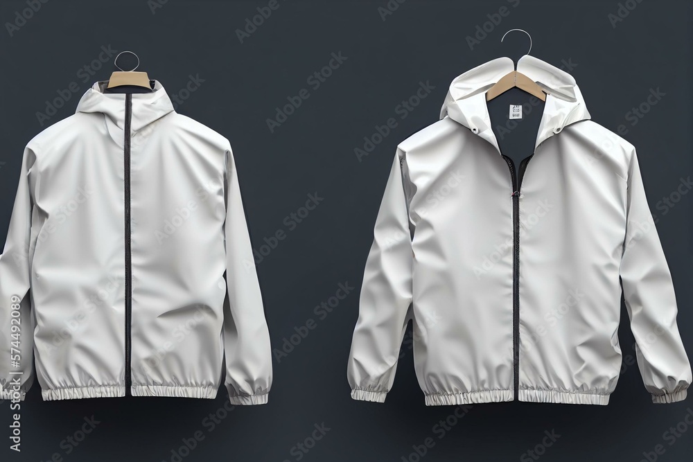 Blank white windbreaker mockup, front and back view. Generative AI ...