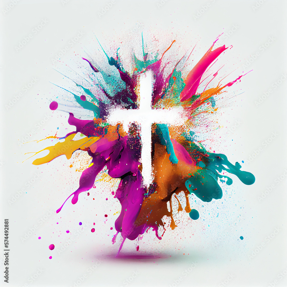 The cross with colorful background Stock Illustration | Adobe Stock