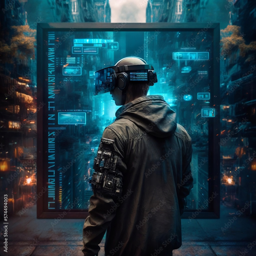 The concept of the digital cyberworld metaverse technology, a concept ...