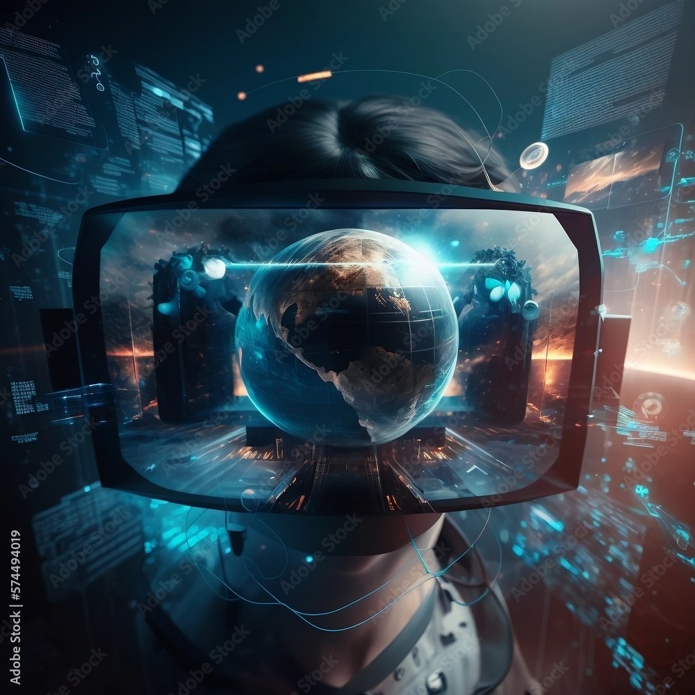 The concept of the digital cyberworld metaverse technology, a concept ...