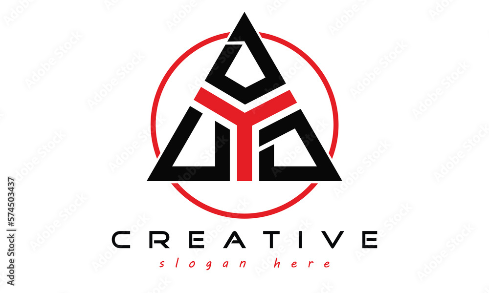 UDD three letter creative triangle shape in circle logo design vector ...