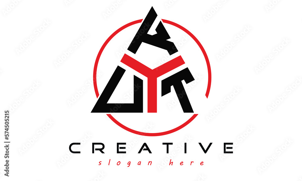 UKT three letter creative triangle shape in circle logo design vector ...