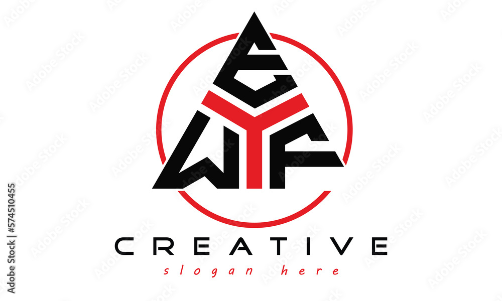 WEF three letter creative triangle shape in circle logo design vector ...