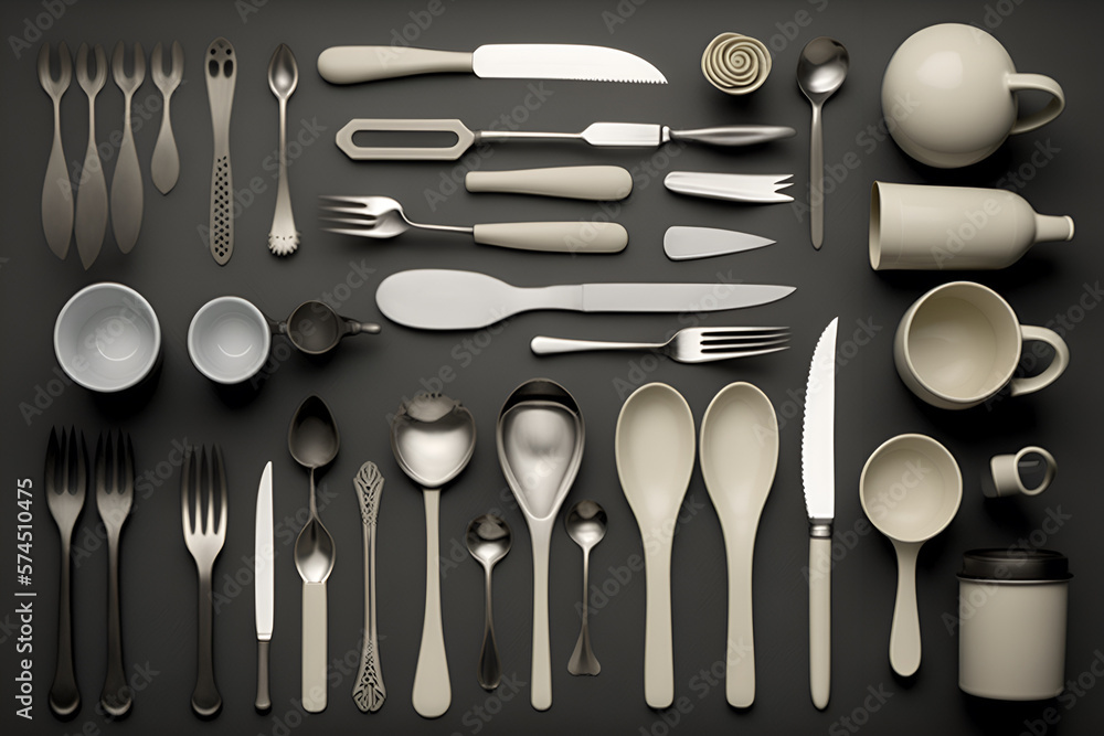 A creative and unusual illustration of common utensils used in an ...