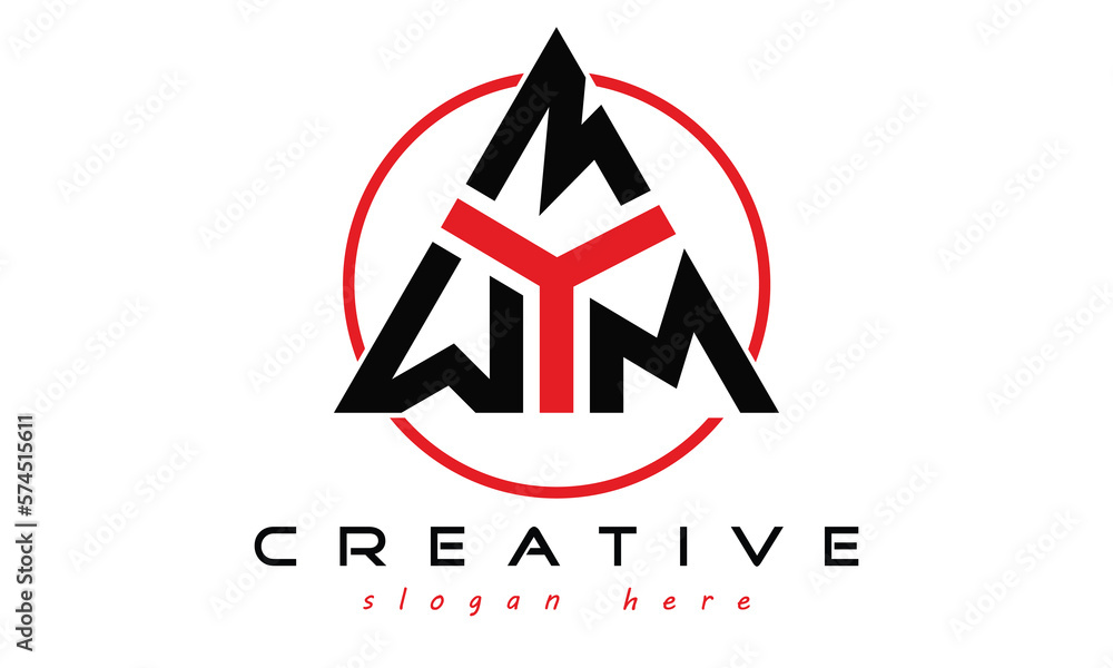WMM three letter creative triangle shape in circle logo design vector ...