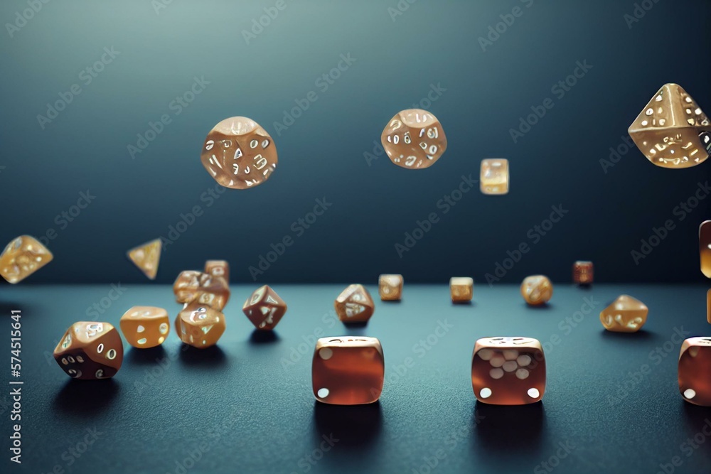 Dice placed in the form of a continuous chain. Fantastic space ...