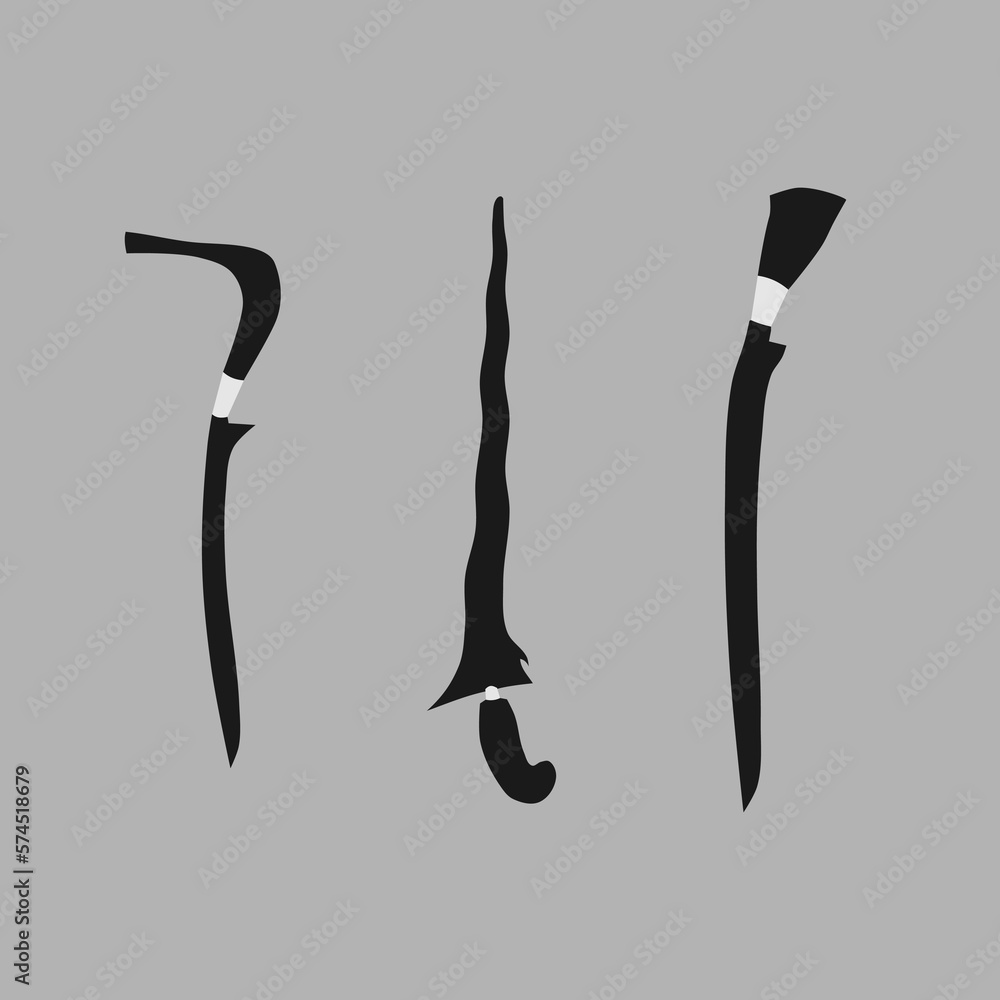 several illustrations of Indonesian traditional weapons with their ...