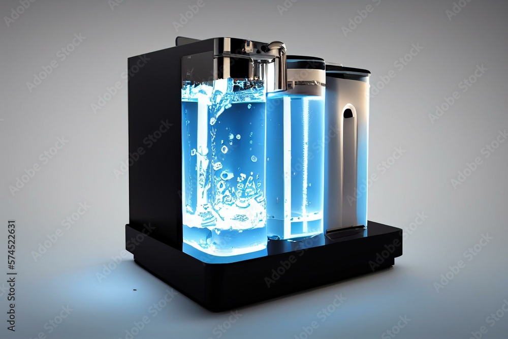 Modern technology water purifier system. New water cooler format. A ...