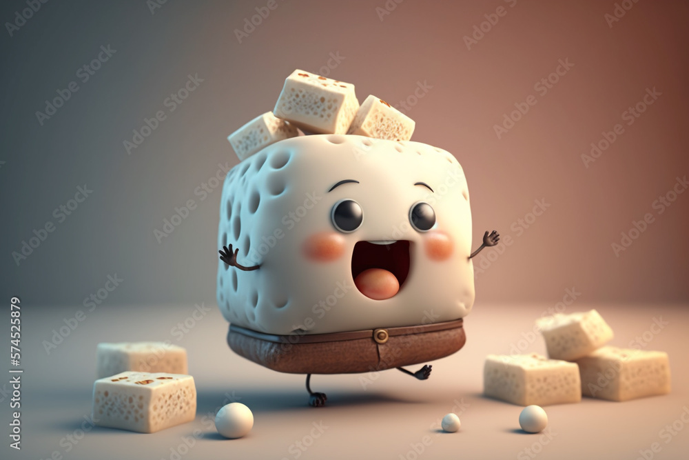 3D render cute and happy dim sum cartoon character. Generative AI Stock ...