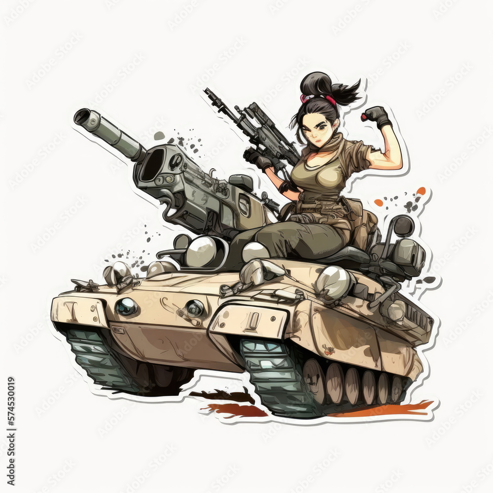 sticker set of army action, cartoon soldier, white background Stock ...