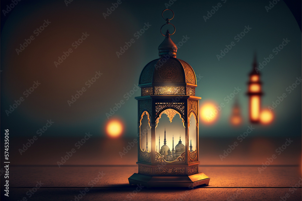 eid, generative, generative ai, generated, lamp, mosque, festival ...