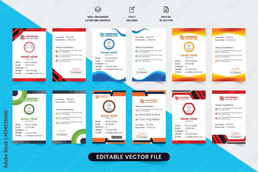 Employee ID card collection for office and business organizations ...