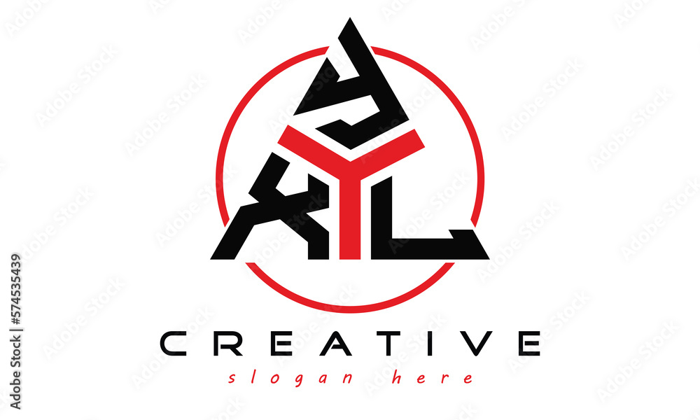 XYL three letter creative triangle shape in circle logo design vector ...