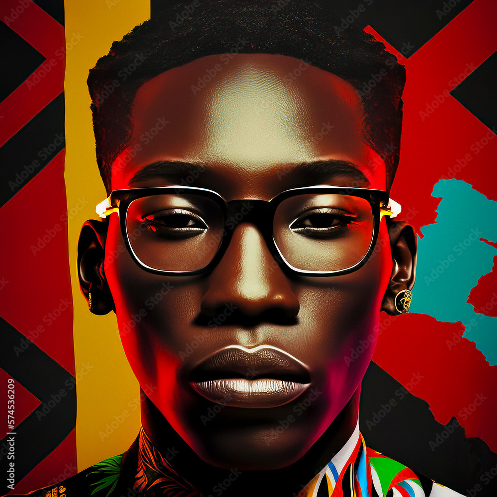 Pop Art Style Bright Colors, High Contrast Portrait of a Person wearing ...