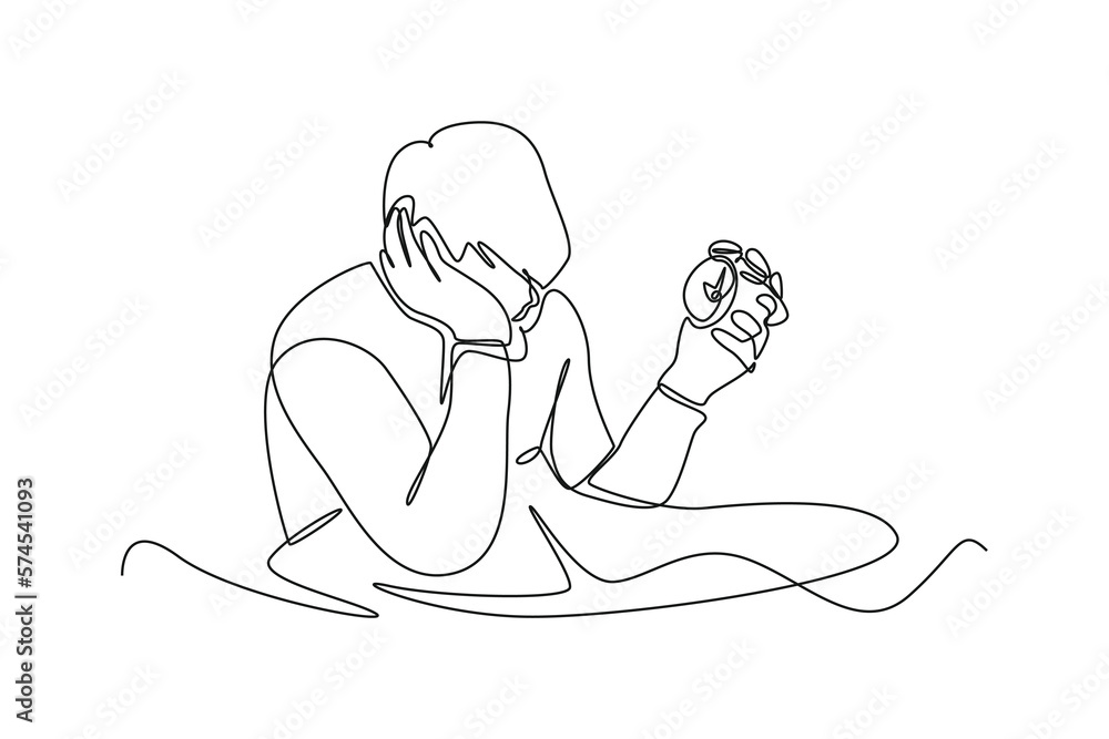 Continuous one line drawing body must get enough sleep. Healthcare at ...